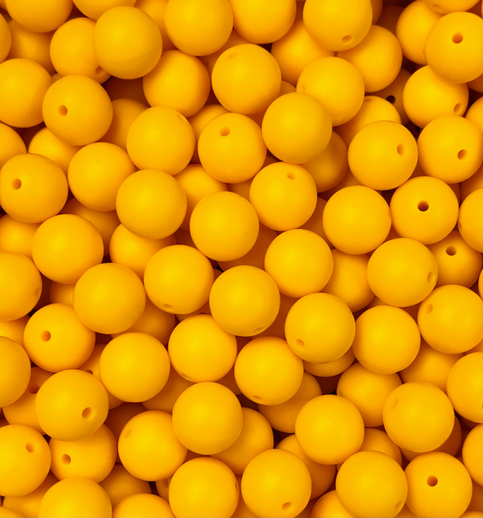 15mm Solid Canary Yellow Round Silicone Beads – The Silicone Bead Store LLC