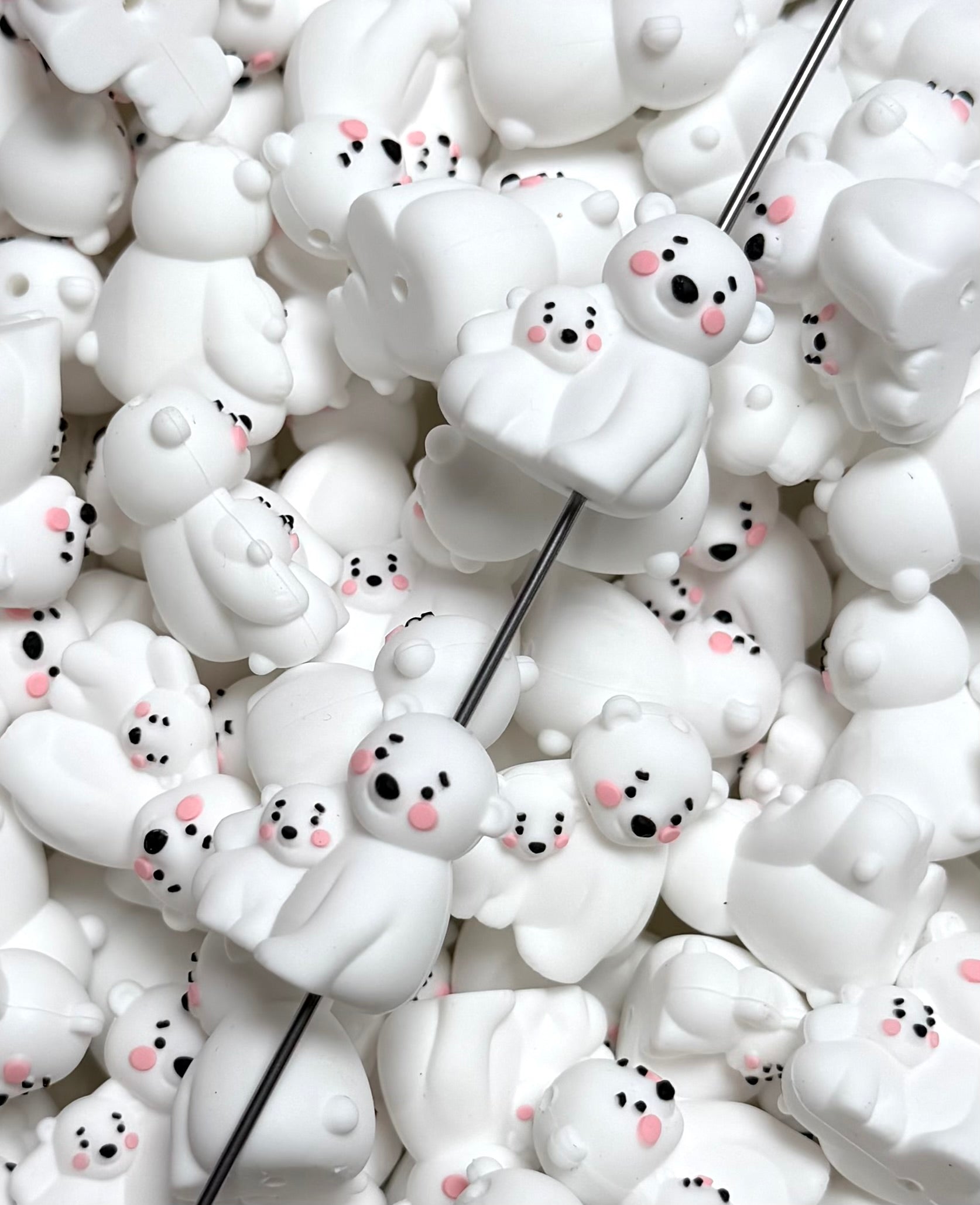 3D Mama POLAR Bear Silicone Focal Bead,**NOT FOR TEETHING** Animal Sha ...
