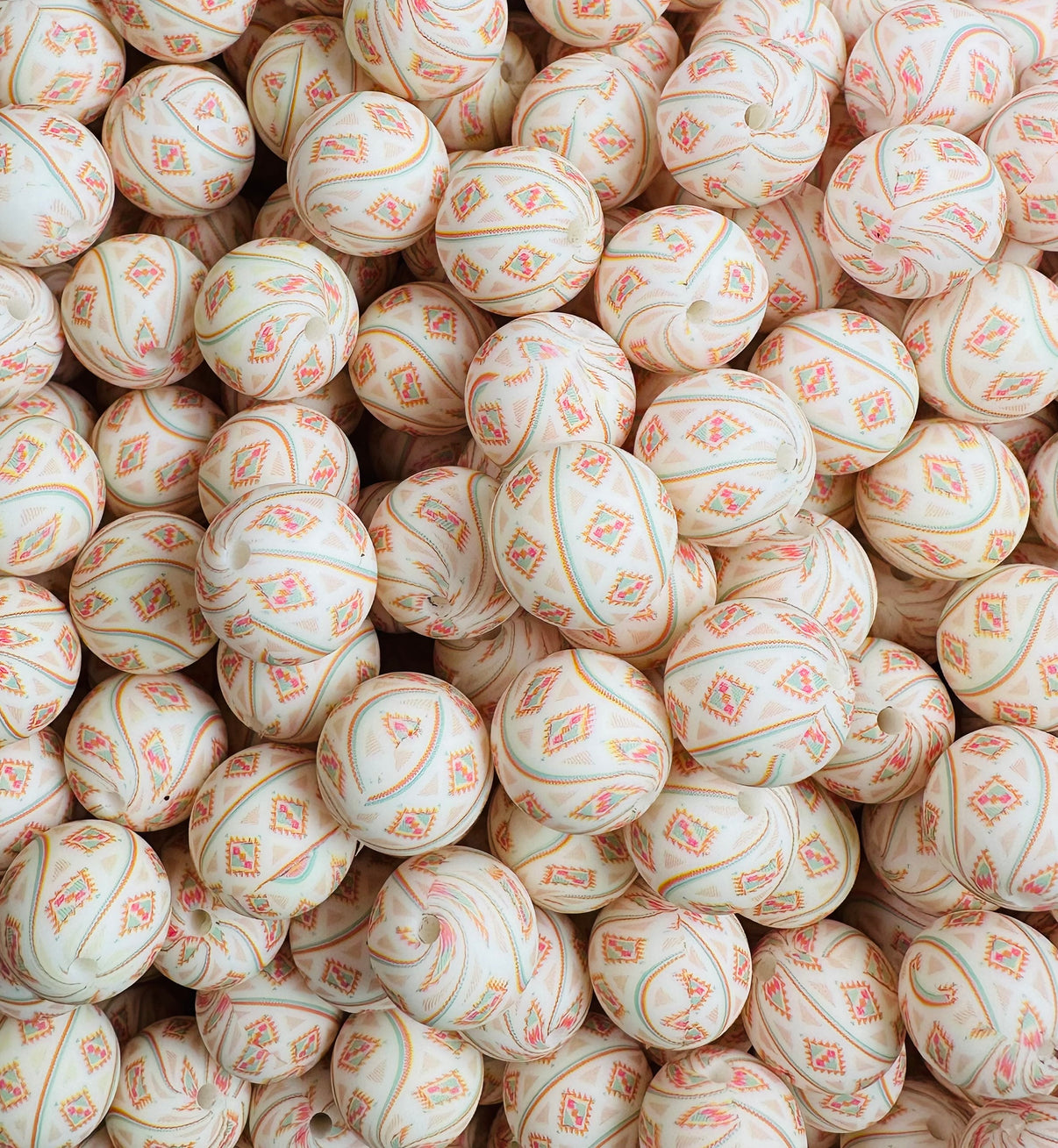 15mm Print Peachy Diamond Aztec Round Silicone Beads – The Silicone ...