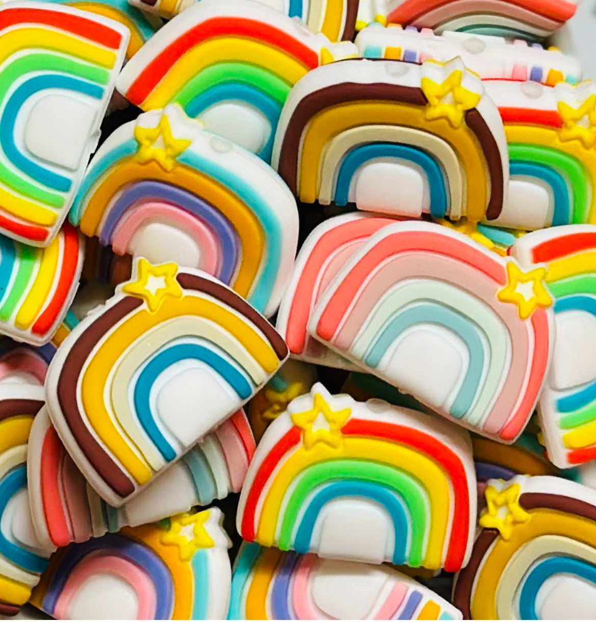 Discontinued- Starlight Rainbow Silicone Focal Bead, Rainbow Shape Sil ...